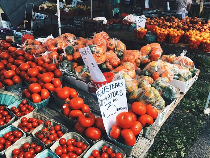 Summer's bounty in vibrant technicolor &ndash; these Jersey tomatoes practically scream "caprese salad tonight!" Garden-fresh produce that makes supermarket offerings seem like distant relatives.