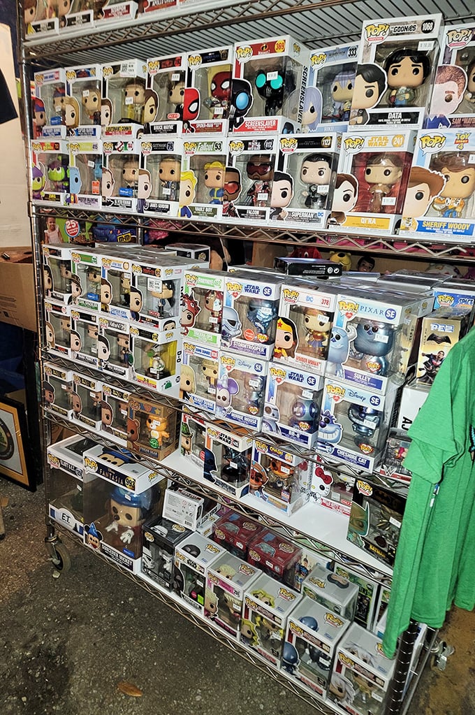 Pop culture paradise! This Funko figure collection would make any collector's heart race faster than after eating the market's spicy boudin.