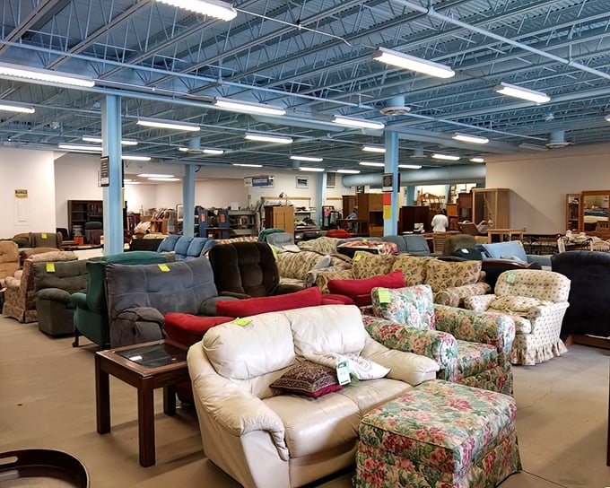 This isn't furniture shopping; it's furniture adopting, where every couch has a story and deserves redemption. 