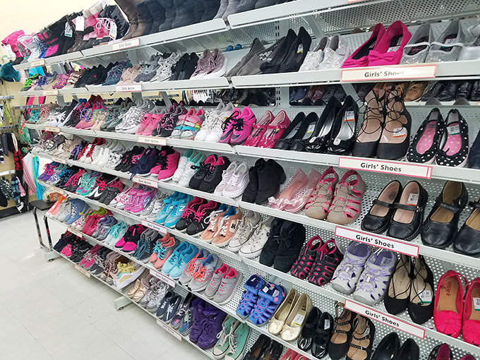 Cinderella had one fairy godmother; you have an entire wall of barely-worn footwear. These girls' shoes represent childhood adventures waiting to happen.