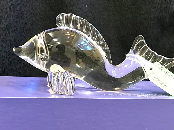 Swimming eternally in a sea of bargains, this glass fish sculpture captures the coastal spirit of Maine. Catch and release? Not with this beauty!
