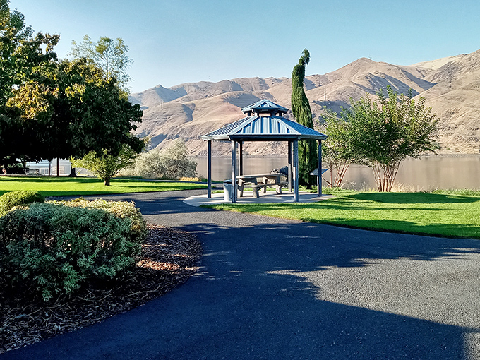 Granite Lake Park's gazebo stands ready for contemplation, picnics, or pretending you're in a Hallmark movie.