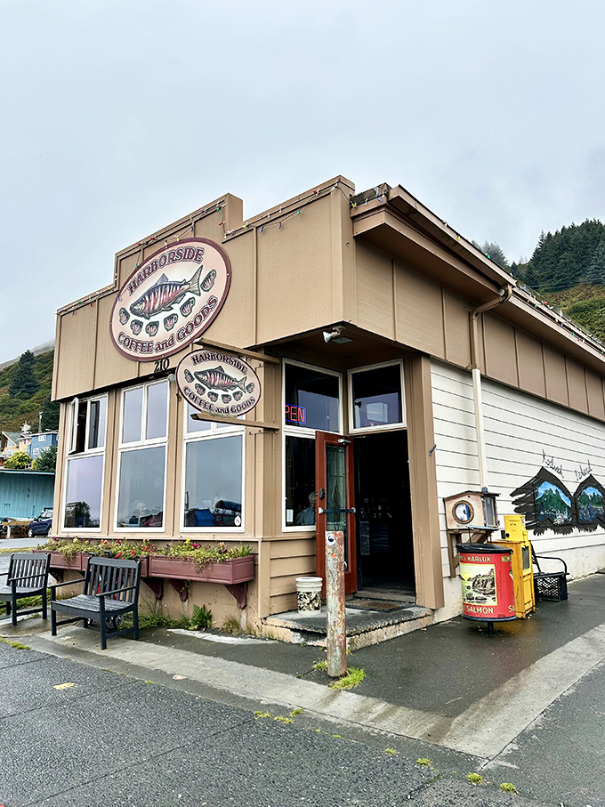 Harborside Coffee serves up more than just caffeine&mdash;it's where locals swap fishing tales while salmon-shaped signs remind you what's for dinner.