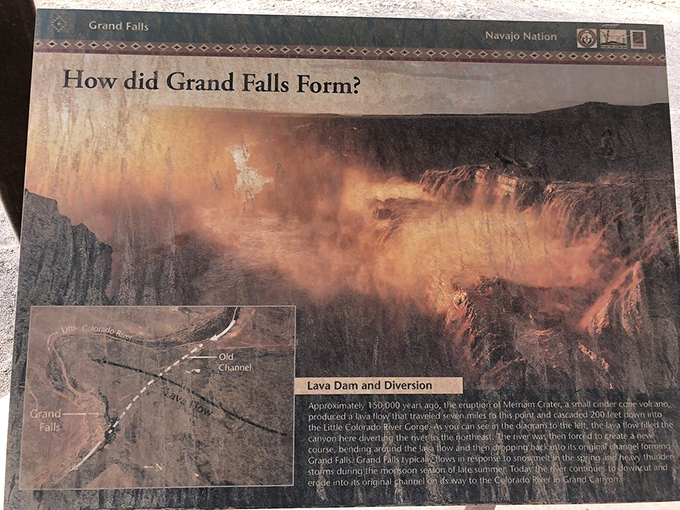 A geological whodunit: 150,000 years ago, volcanic activity rerouted the Little Colorado River, creating this magnificent waterfall where it had no business being.