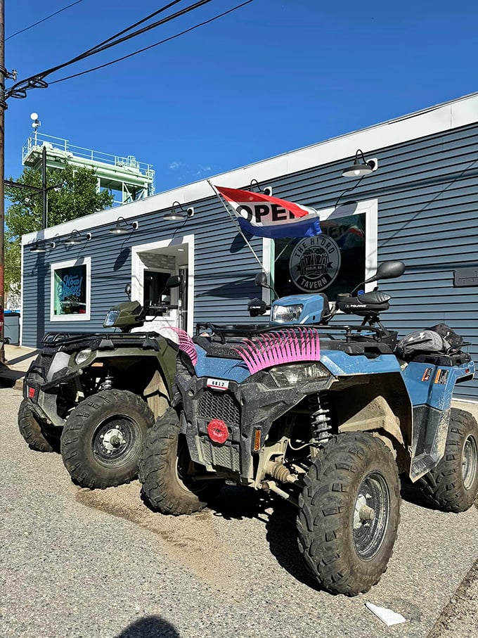 ATVs parked outside signal you've reached serious North Country territory where mud-splattered vehicles outnumber sedans by considerable margins.
