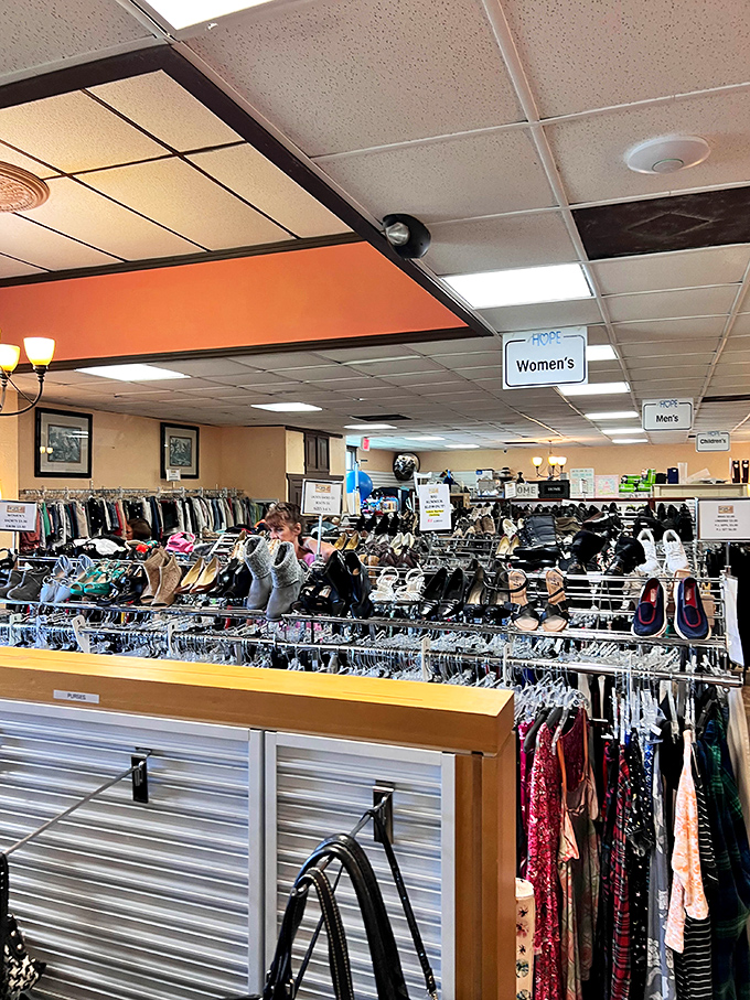 Organization that would make Marie Kondo weep with joy &ndash; clearly marked sections and neatly arranged shoes transform secondhand shopping into a pleasure cruise.