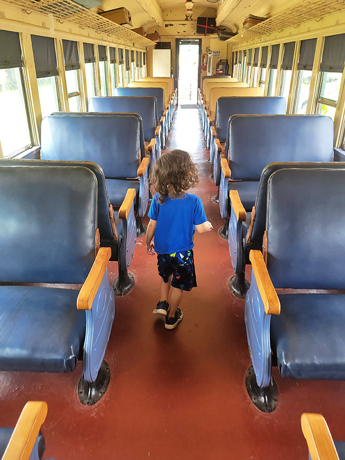 Walking down this aisle, you can almost hear the conductor calling out stops that existed long before GPS ruined our sense of adventure.