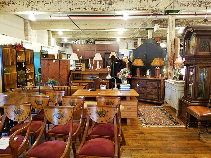 Step inside and time travel through decades of design, where dining sets from different eras create a museum you can actually take home from.