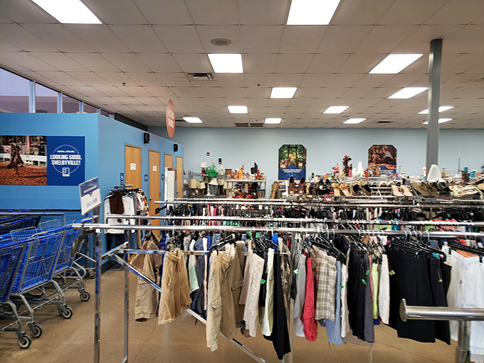 Rows of clothing stretch toward the horizon like a fabric-filled promised land for deal seekers everywhere.