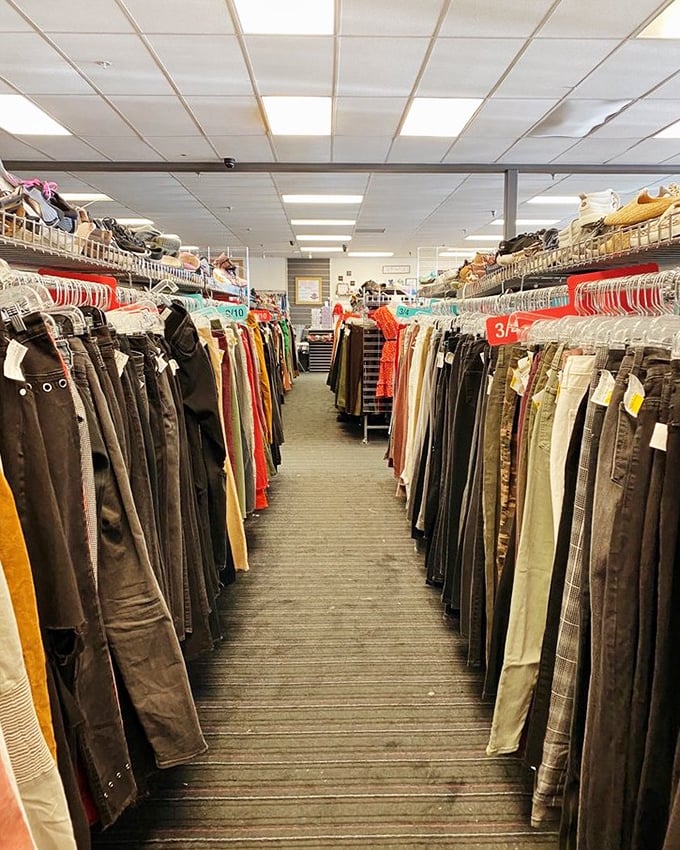 The promised land of pants! Rows upon rows of denim possibilities where your next favorite jeans are patiently waiting.