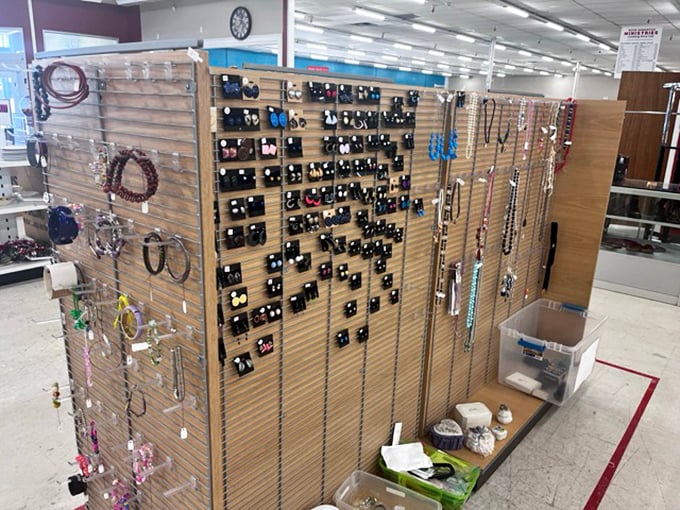 A jewelry display that rivals Tiffany's selection, if not its prices. One person's forgotten accessories become another's statement piece.