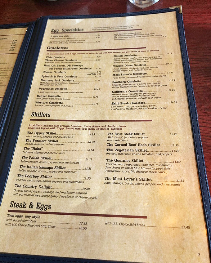 The menu reads like a breakfast manifesto, with enough options to require a strategic game plan.