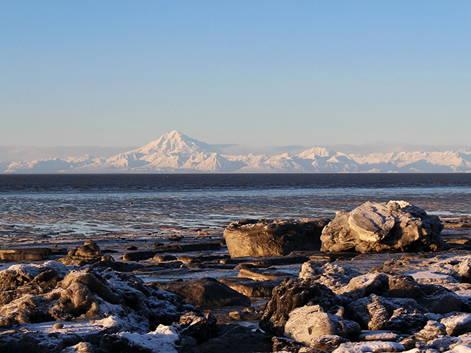 Mother Nature showing off again! Redoubt Volcano across Cook Inlet makes even the most amateur photographer look like Ansel Adams.