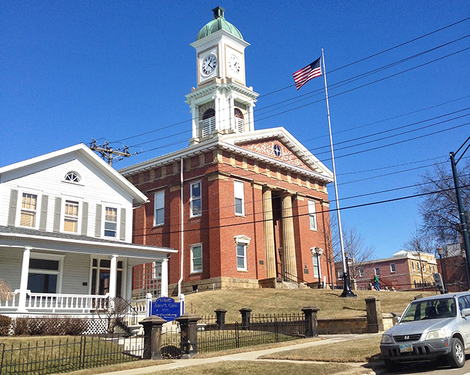 The Knox County Courthouse clock tower has been keeping time since the 1870s, proving punctuality never goes out of style.