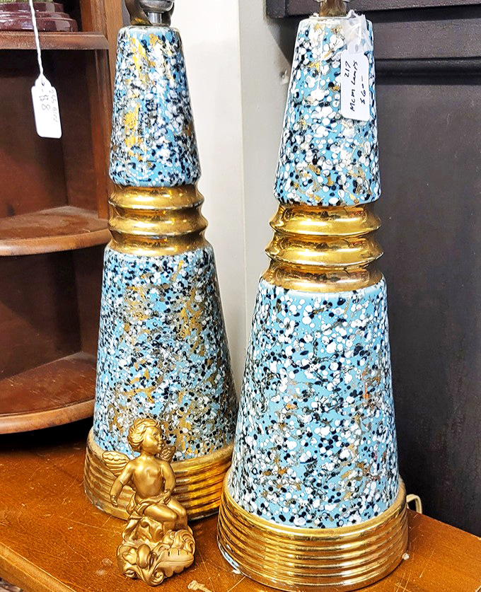 These speckled blue and gold lamps aren't just lighting fixtures&mdash;they're conversation pieces waiting to illuminate your living room and your guests' envy.