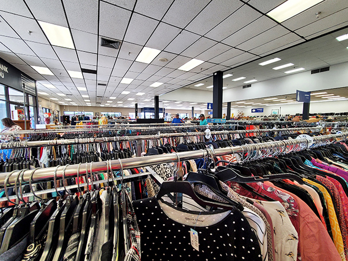 An ocean of possibilities stretches before you&mdash;rack after colorful rack creating a textile landscape that would make Marie Kondo both thrilled and terrified.