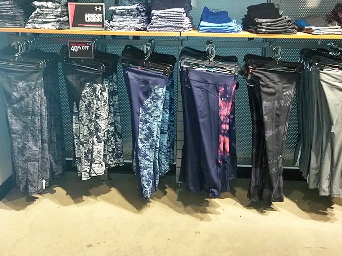 The leggings rainbow: where workout intentions meet fashion reality, all at 40% off retail. Your wallet just high-fived you.