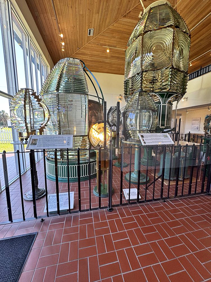 These massive Fresnel lenses aren't alien technology—they're 19th-century marvels that could project light for 20+ miles. Talk about bright ideas!