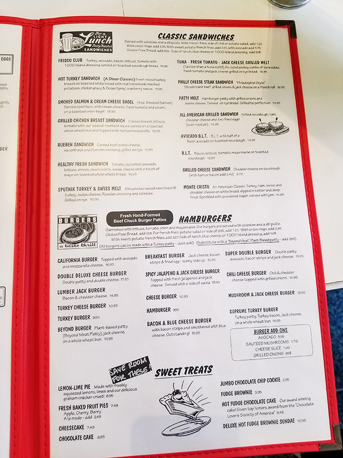 The menu reads like a love letter to American comfort food. Decisions, decisions&mdash;though that Monte Cristo is practically winking at you from the page.