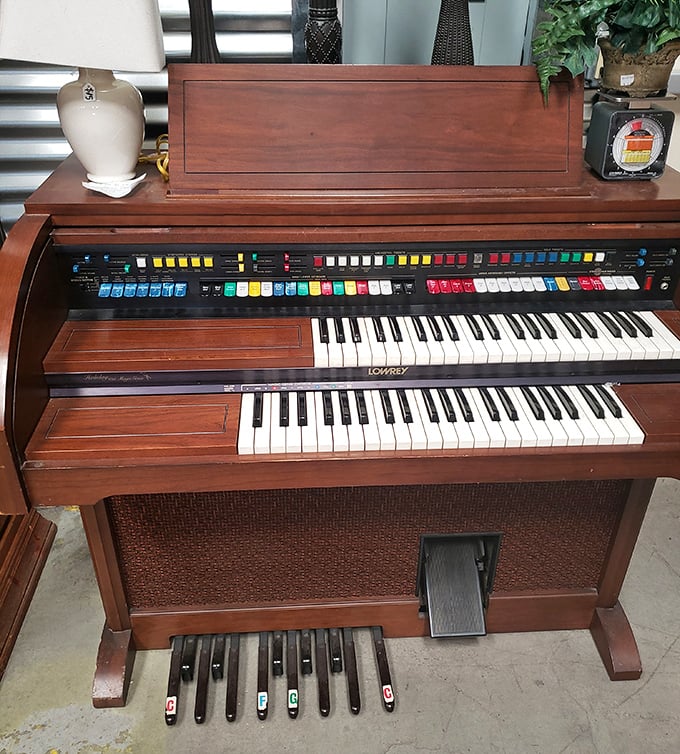 This vintage Lowrey organ isn't just a musical instrument&mdash;it's a time machine with colorful buttons that practically beg for curious fingers.