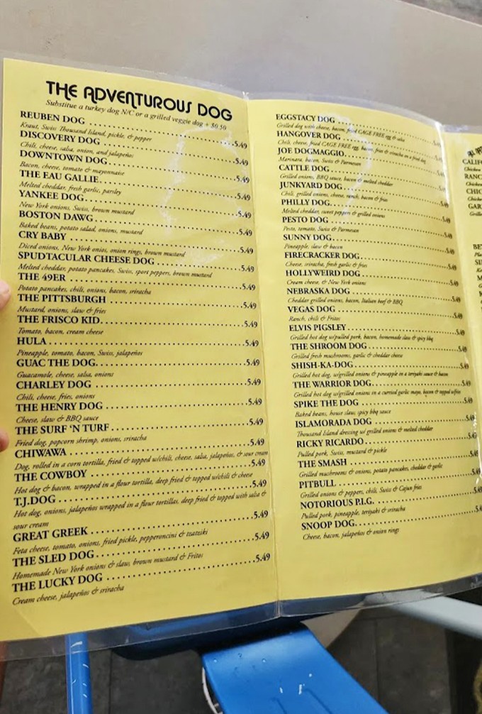 The "Adventurous Dog" menu reads like a passport to flavor country&mdash;forty different ways to dress a wiener and not a boring bite among them.
