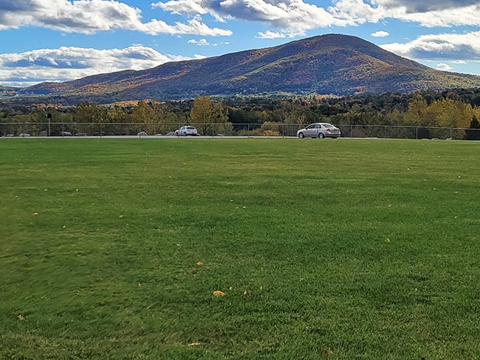 Green space with actual mountains in the background &ndash; nature without requiring a Sherpa or oxygen tank. 