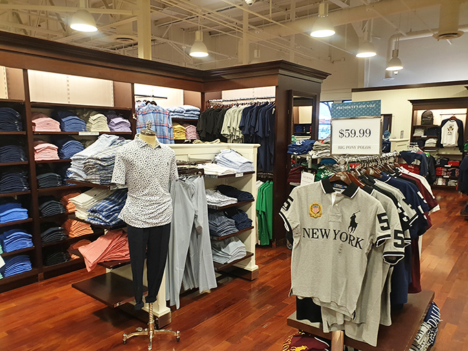Polo Ralph Lauren's menswear section &ndash; where preppy dreams come true at prices that won't give your credit card nightmares.