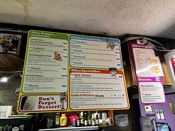 The menu board &ndash; a roadmap to happiness. Study it carefully, as life-changing decisions are about to be made.