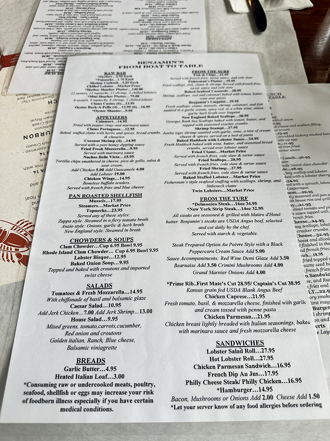 The menu reads like a love letter to New England's waters – each item a potential maritime romance waiting to happen.