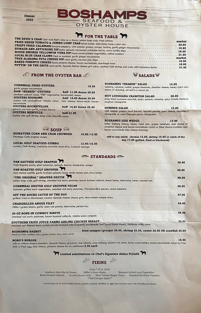 The menu reads like a love letter to Gulf seafood &ndash; each description promising flavors that'll make you want to hug the chef.