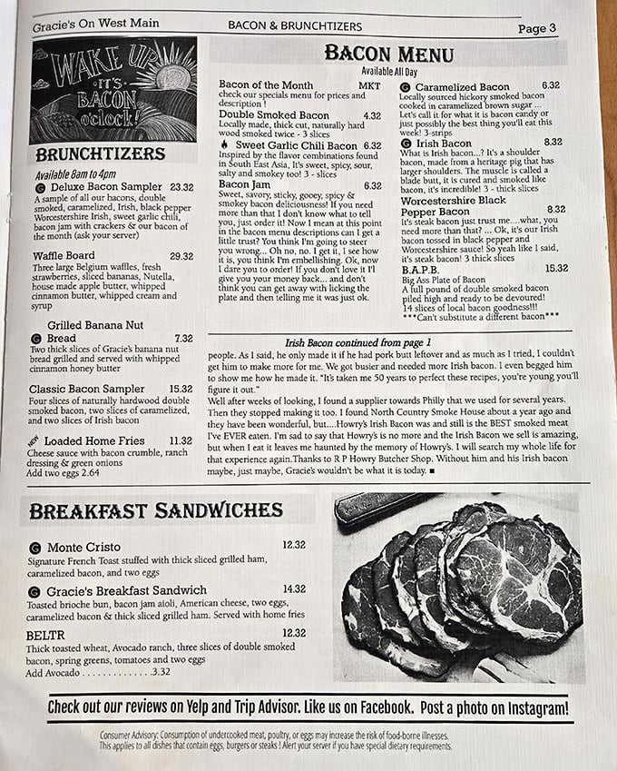 Not all heroes wear capes &ndash; some wear bacon. This menu section dedicated entirely to pork perfection might bring a tear to Ron Swanson's eye.