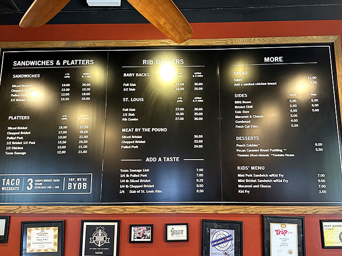 Decisions, decisions. Smoque's menu board is like a roadmap to happiness, with every path leading to barbecue bliss.