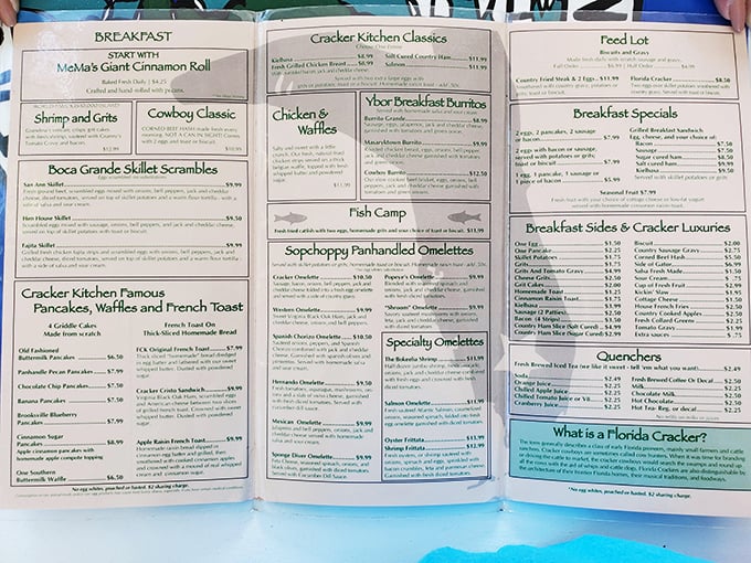 This isn't just any menu &ndash; it's a roadmap to breakfast nirvana with options that'll make your stomach growl loud enough to scare the gators.
