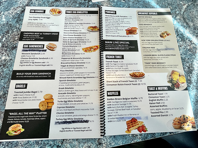 This isn't just a menu&mdash;it's a roadmap to happiness. Each laminated page offers a journey through comfort food classics that never disappoint.