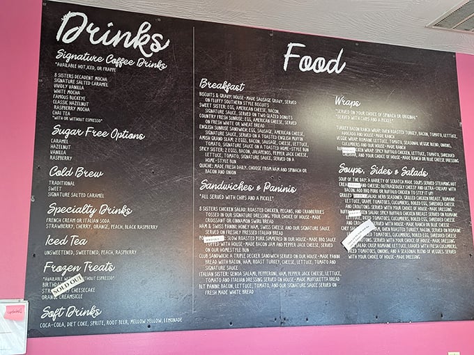 This menu board isn't just listing food options &ndash; it's essentially a roadmap to happiness written in chalk.