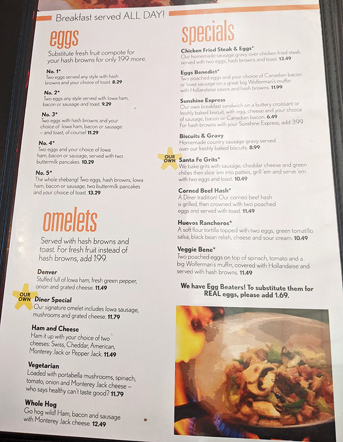 Breakfast all day? That's not a menu, that's a love letter to those of us who believe pancakes know no time constraints.