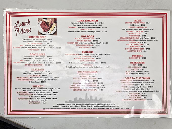 The menu reads like a love letter to deli classics, with each option promising a meal that requires both hands and possibly a nap afterward.