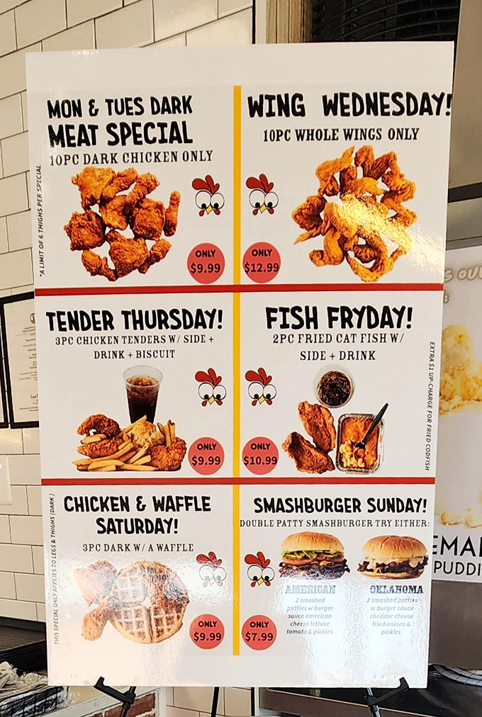 The daily specials board reads like a love letter to comfort food, with each day bringing a new reason to break your diet.