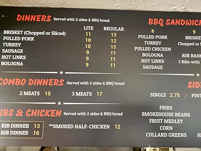 The menu board at Ray's reads like barbecue poetry &ndash; brisket, pulled pork, ribs &ndash; a choose-your-own adventure where every ending is delicious. 