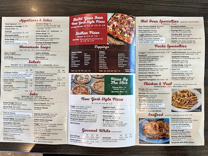 A menu that doesn't need a translator or a second mortgage. Just straightforward Italian-American classics that deliver exactly what they promise.