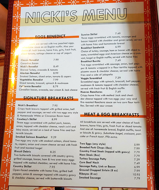 This menu isn't trying to reinvent breakfast&mdash;it's perfecting it. Each item reads like a love letter to morning comfort food.