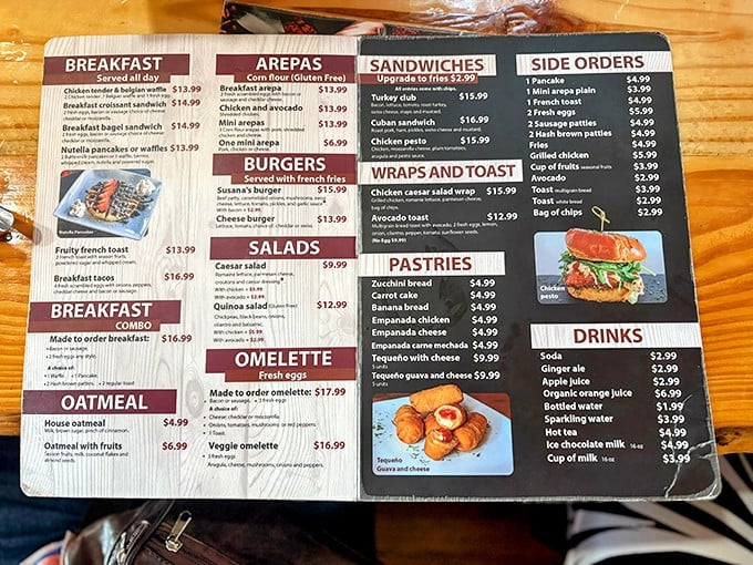 A menu that reads like a love letter to breakfast enthusiasts. From arepas to avocado toast, decisions have never been so deliciously difficult.