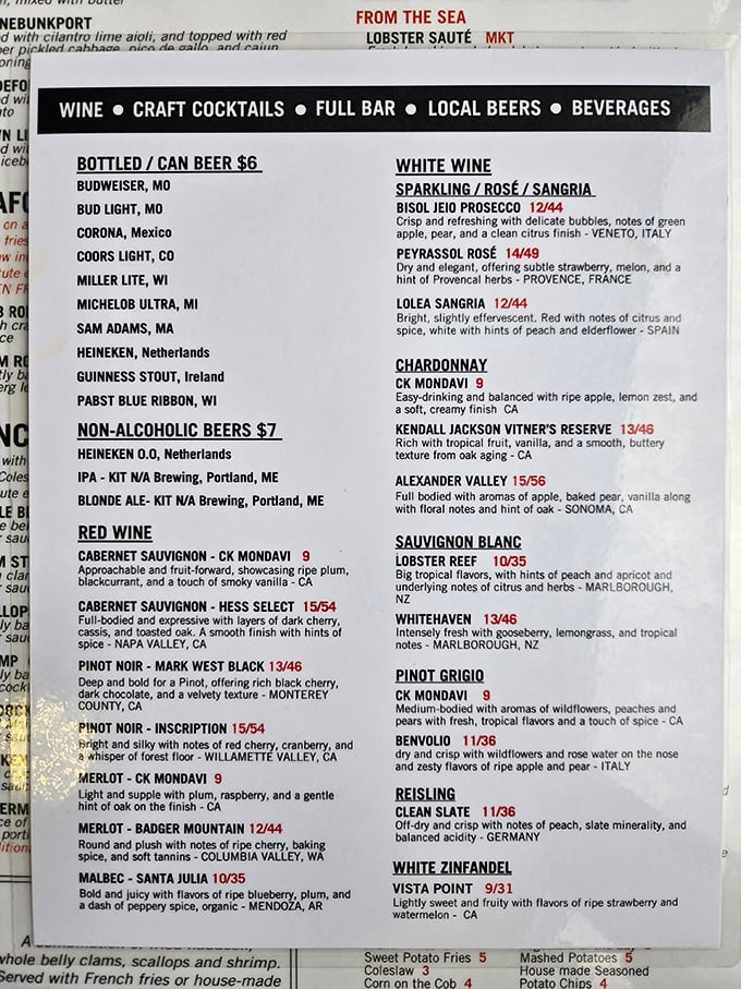 The drink menu reveals Sea Salt's secret weapon: thoughtfully selected wines and local beers that elevate fresh seafood to heavenly heights.