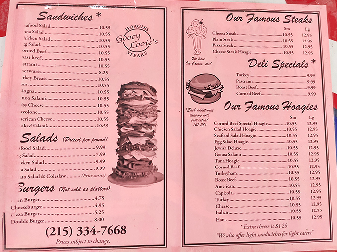 This pink menu is the roadmap to happiness. Notice how "Famous" appears twice? That's not accidental&mdash;it's earned.