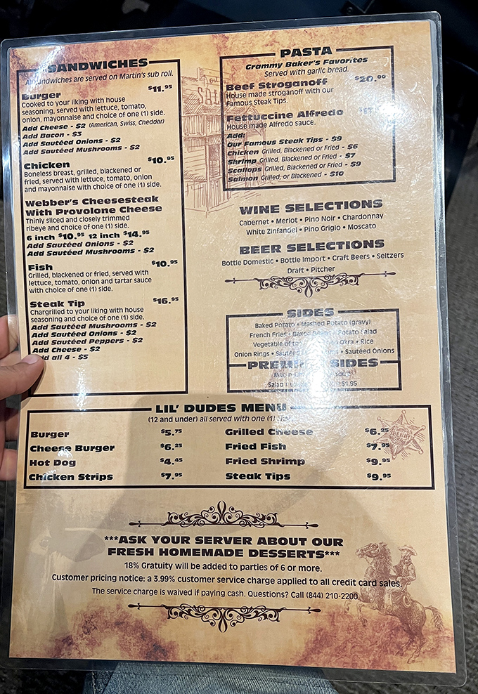A menu that cuts right to the chase: serious food for serious appetites. The "Lil' Dudes Menu" proves good taste starts young.