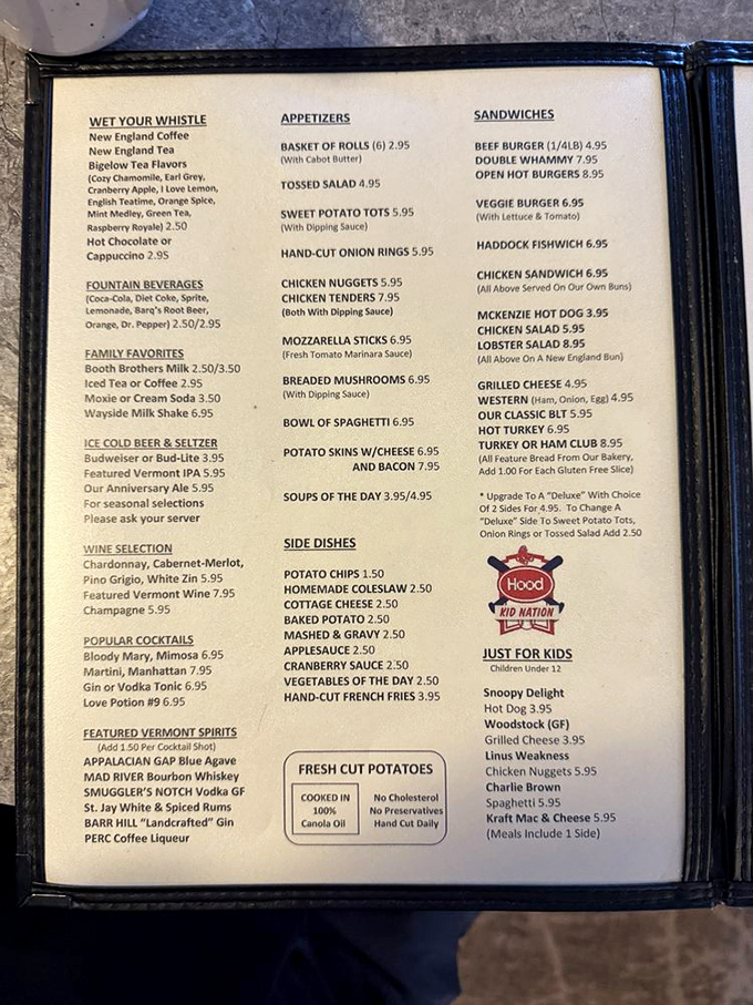 A menu that reads like a love letter to comfort food. No molecular gastronomy here—just honest cooking that grandmother would approve.