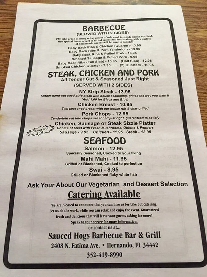 A menu that cuts right to the chase – oak-smoked meats, homemade sauces, and sides that don't play second fiddle to the main attraction.