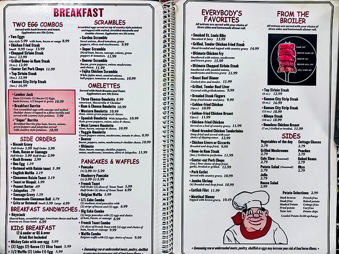 A menu that reads like a love letter to American comfort food. Decision paralysis has never been so delicious.
