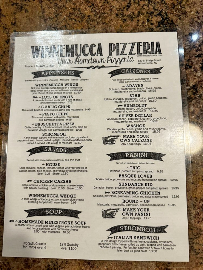 A menu that reads like a love letter to Italian-American cuisine, with the legendary stromboli rightfully earning its own special section.