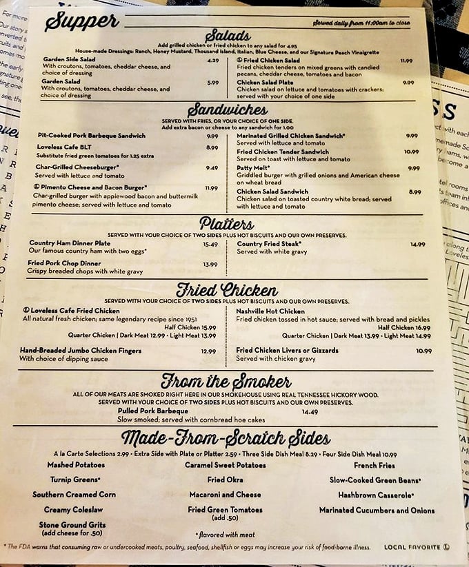 The menu reads like a love letter to Southern cuisine, with each dish promising the comfort food equivalent of a warm hug.